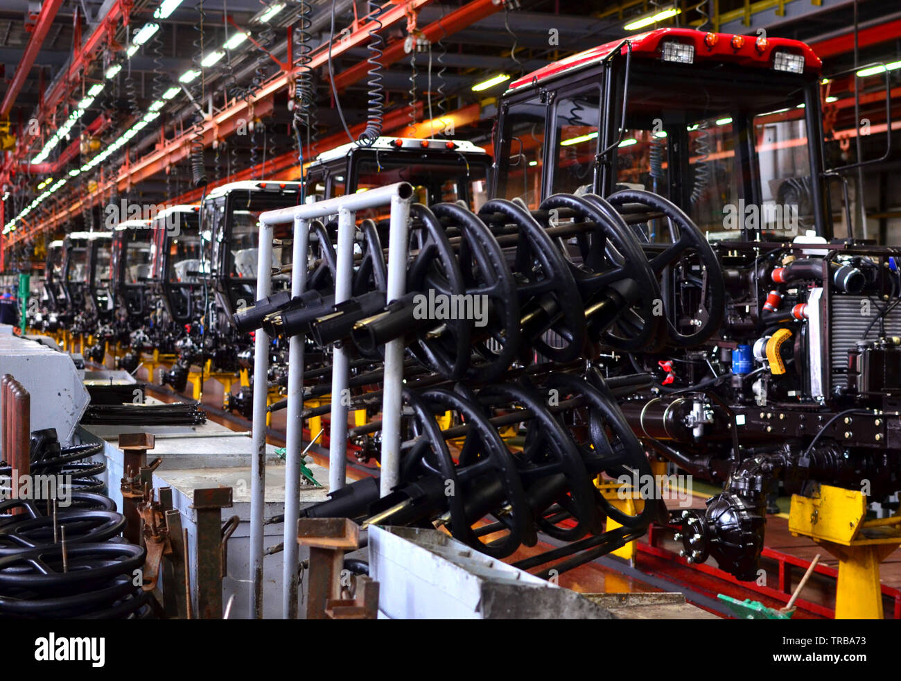 Tractor Manufacture work. Assembly line inside the agricultural ...