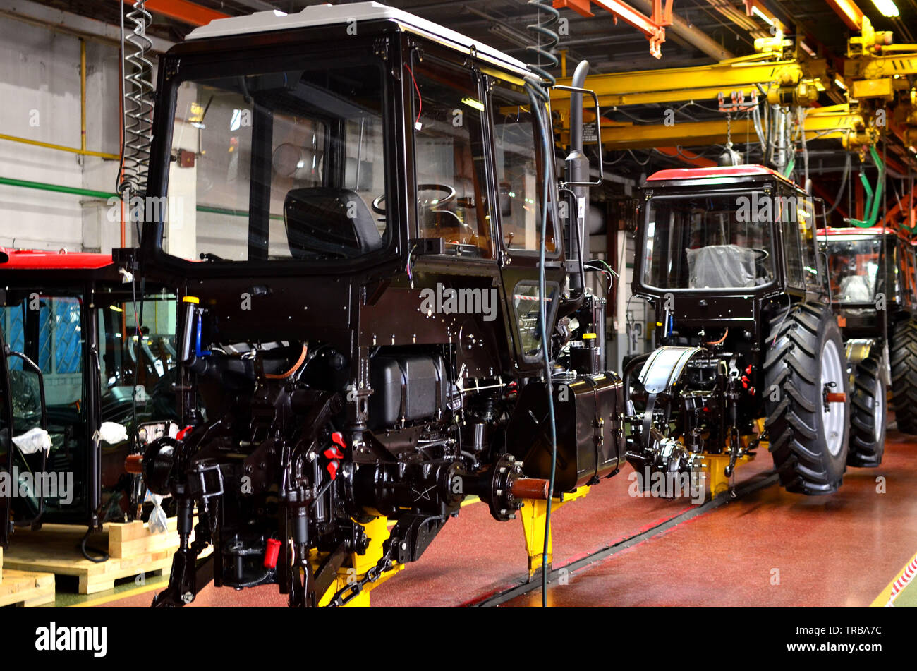 Tractor Manufacture work. Assembly line inside the agricultural ...