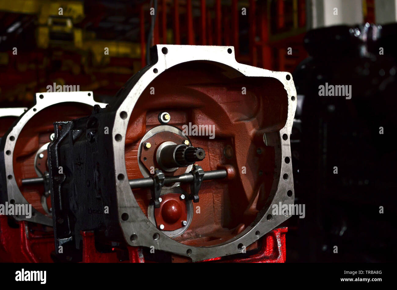 Gearbox for truck and tractor on an industrial factory assembly line ...