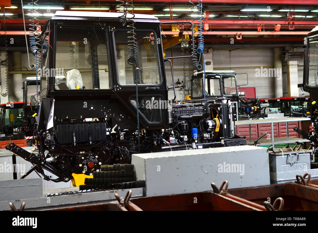 Tractor Manufacture work. Assembly line inside the agricultural ...