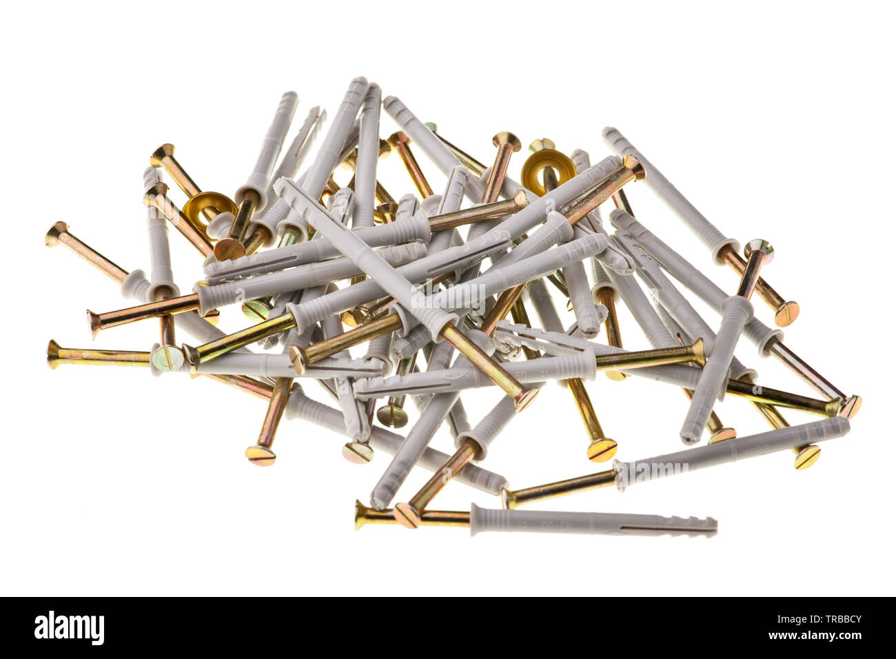 studio photo of hammer plugs with nail on a white background Stock ...