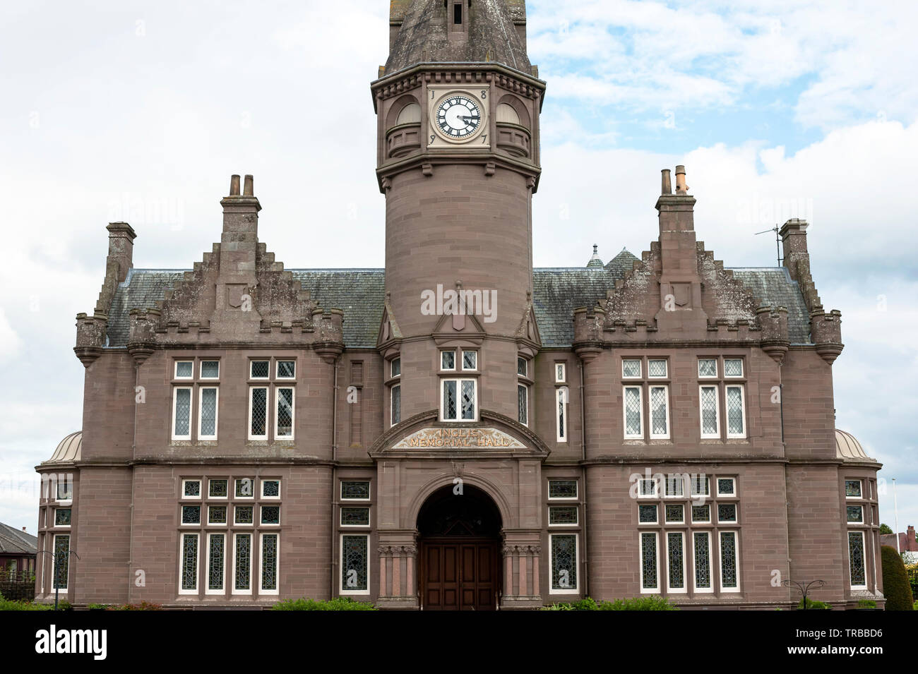 Inglis Memorial hall with clock tower in Edzell, Angus, Scotland, UK ...