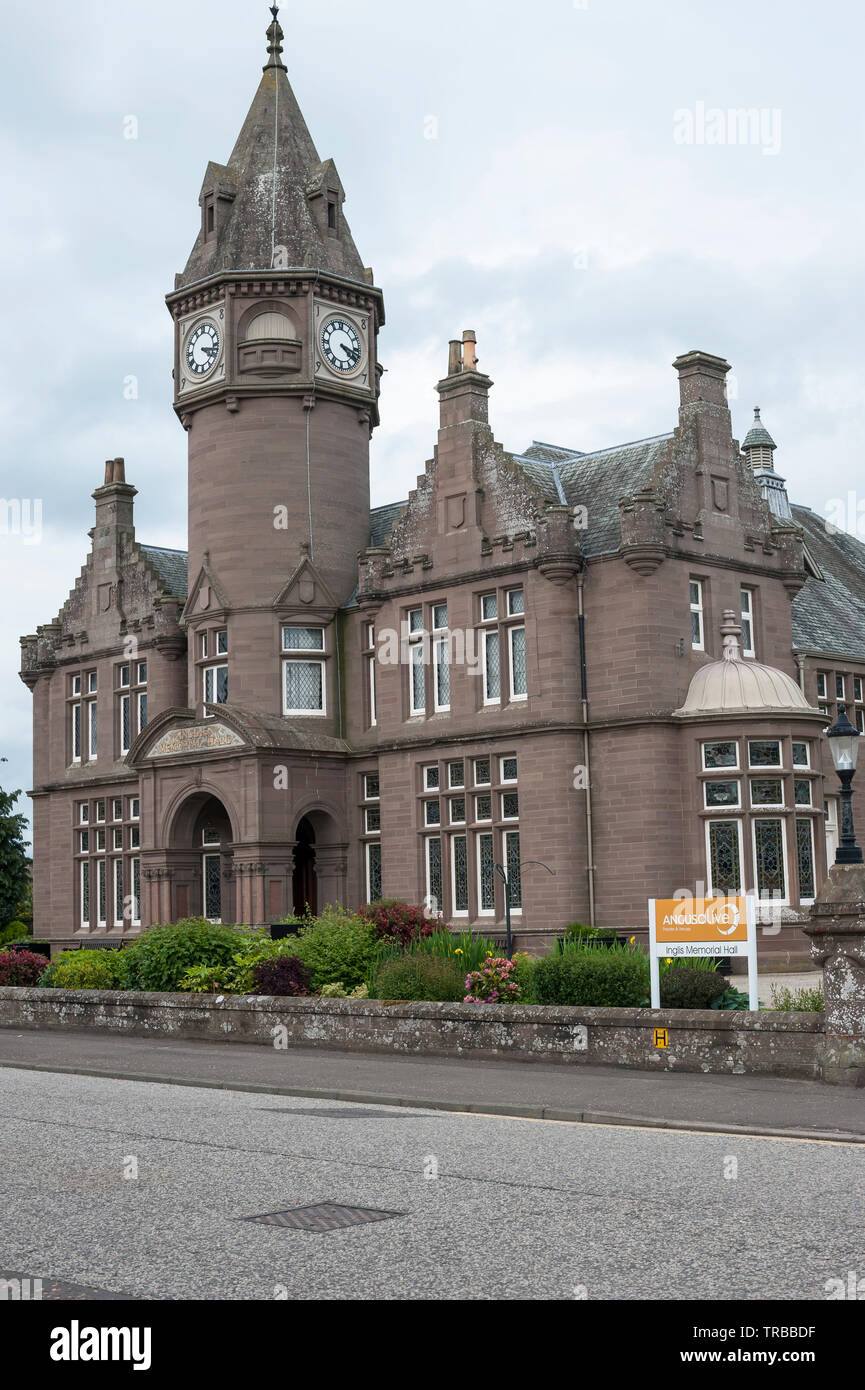 Inglis Memorial hall with clock tower in Edzell, Angus, Scotland, UK ...