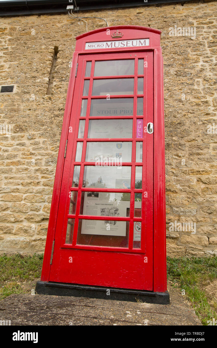 A red telephone box that has been used as a micro museum in rural north ...