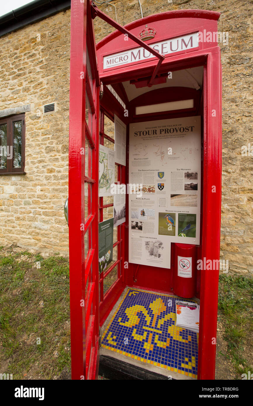 A red telephone box that has been used as a micro museum in rural north ...