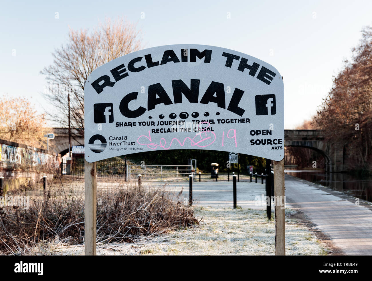 Reclaim The Canal organisation sign Stock Photo - Alamy