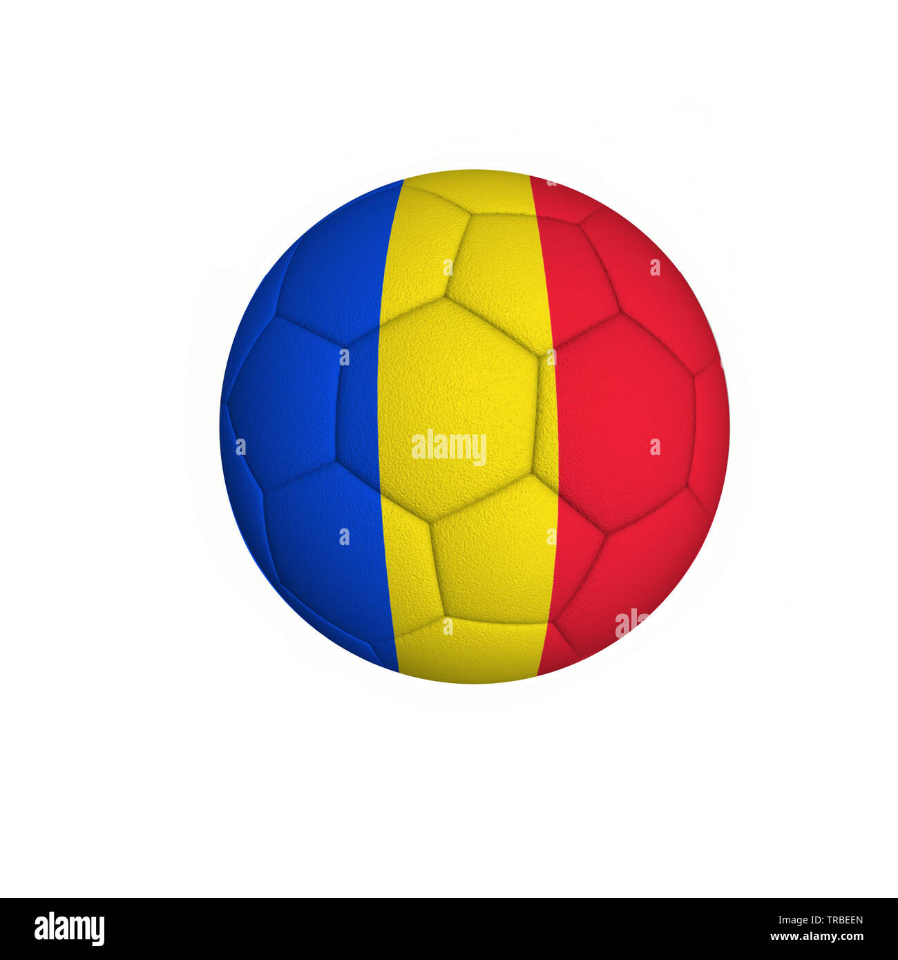Soccer ball with the flag of Romania isolated on a white background ...