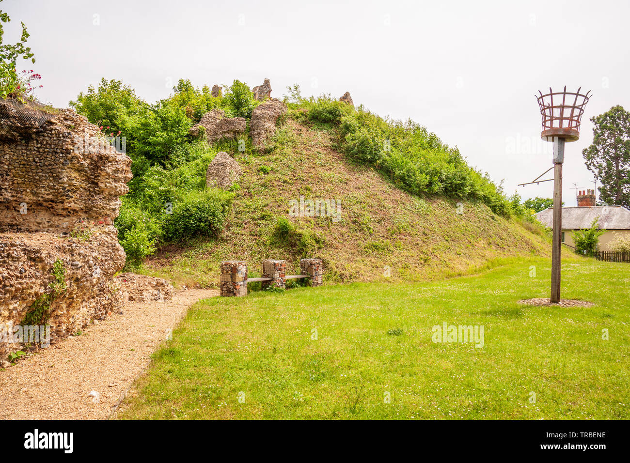 Mound of the 11th century motte and bailey castle hi-res stock ...