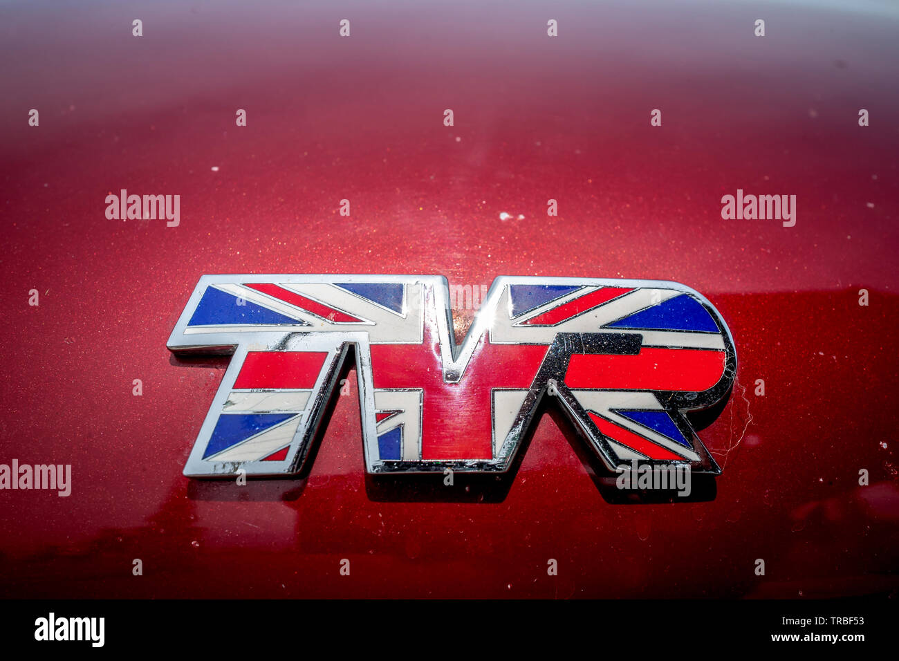 TVR cars' classic badge marque mascot Stock Photo - Alamy