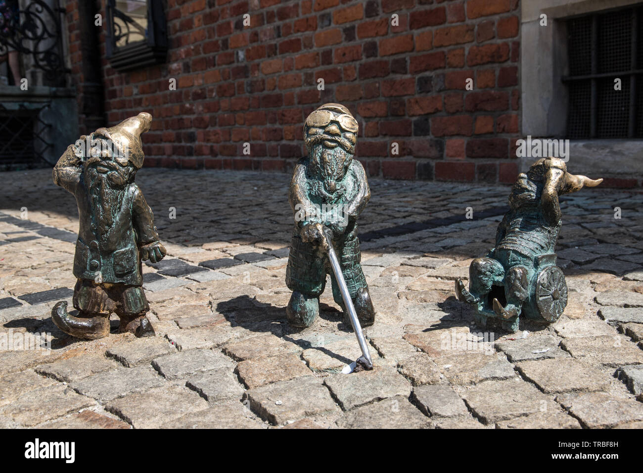bronze dwarfs gnomes sculpture, symbol of Wroclaw city, Poland Stock ...