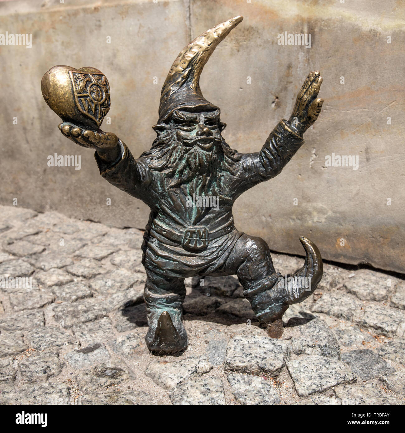 bronze dwarfs gnomes sculpture, symbol of Wroclaw city, Poland Stock ...
