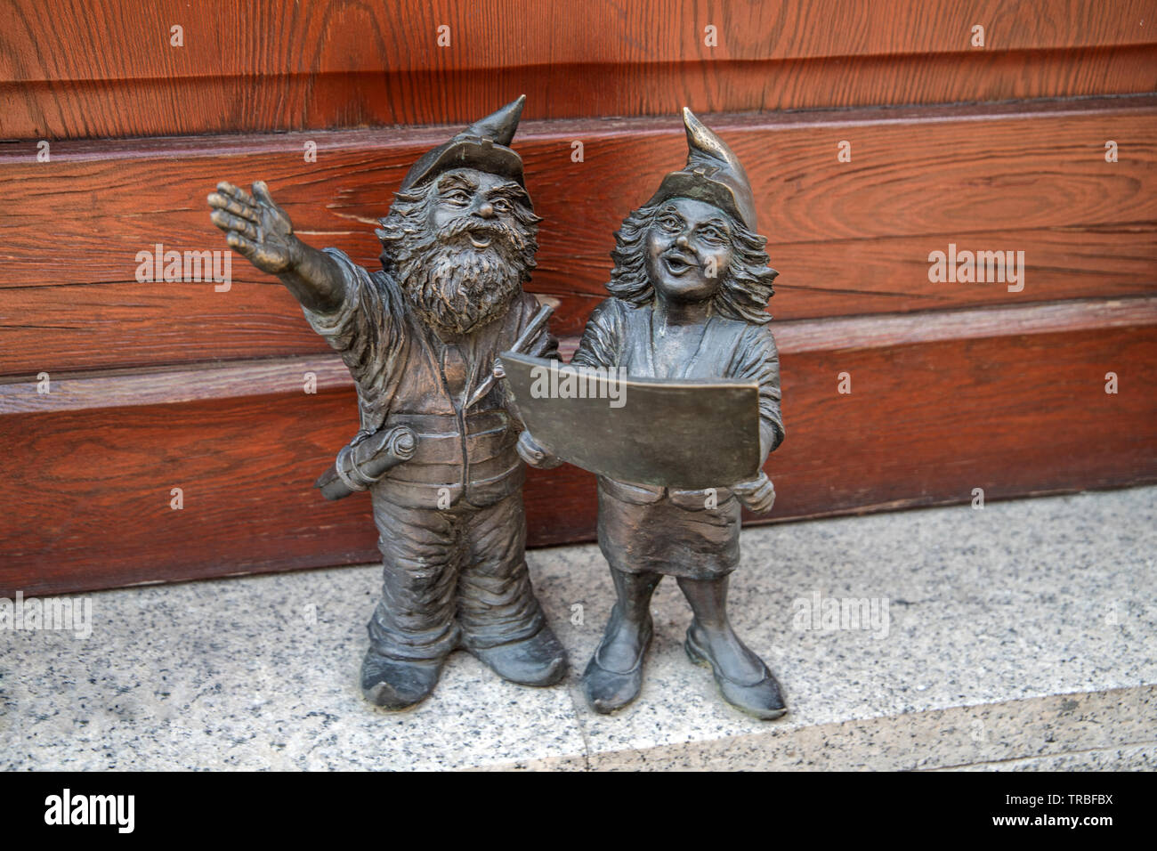 bronze dwarfs gnomes sculpture, symbol of Wroclaw city, Poland Stock ...