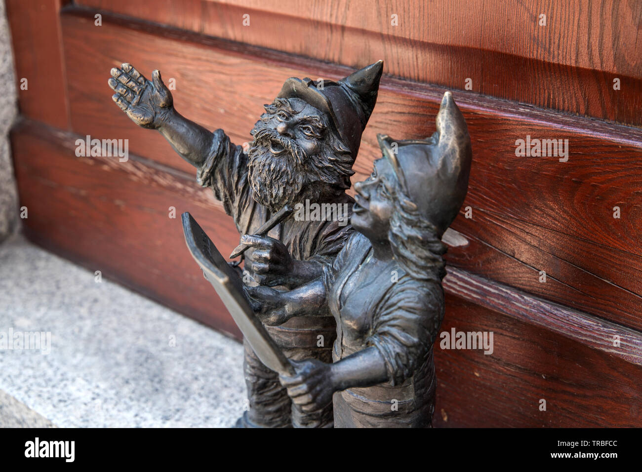 bronze dwarfs gnomes sculpture, symbol of Wroclaw city, Poland Stock ...