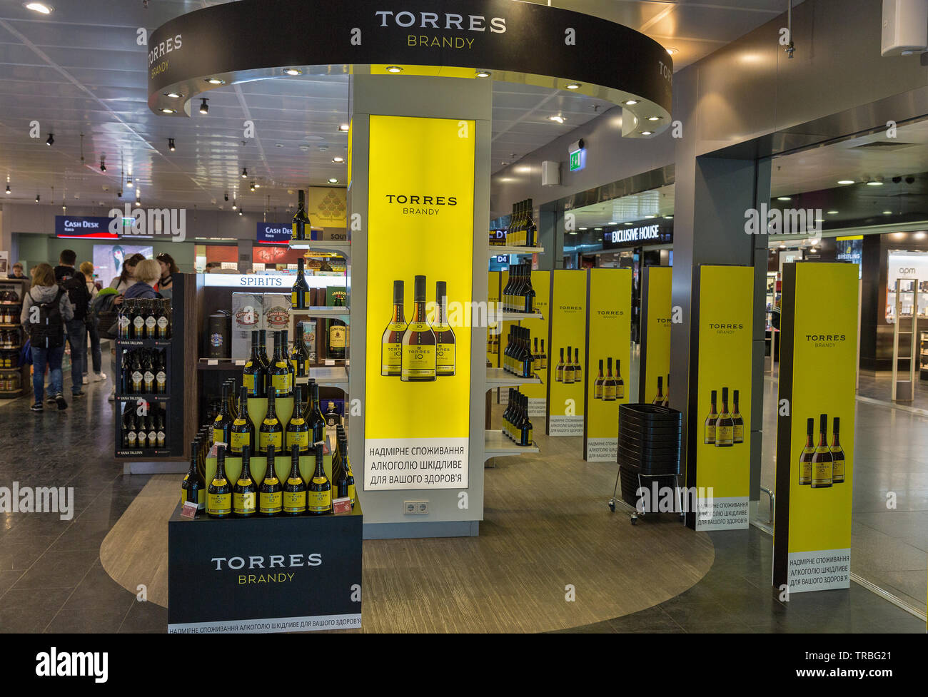 KYIV, UKRAINE - APRIL 18, 2019: Duty Free store with Torres Imperial 10 ...