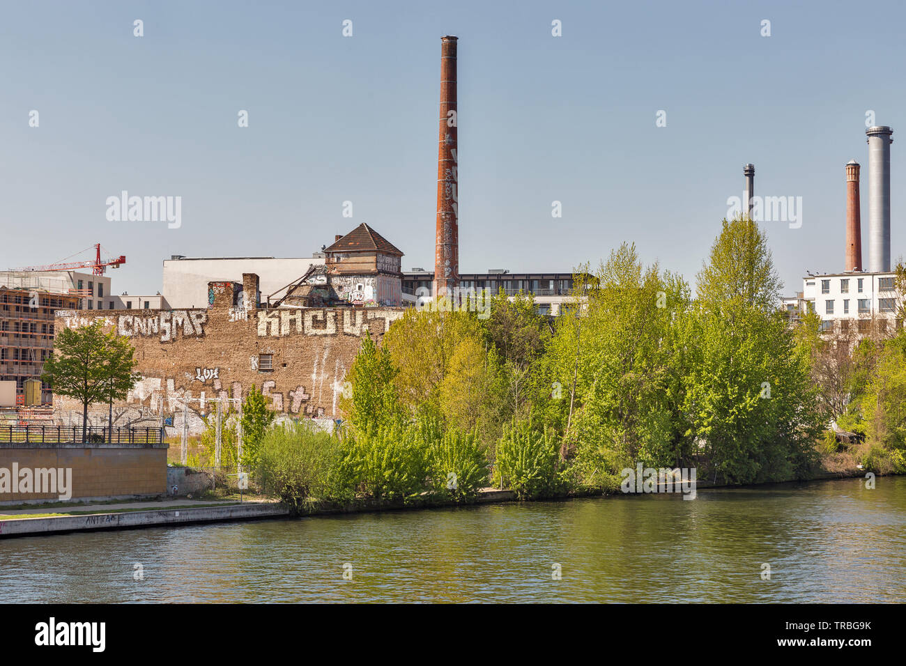 BERLIN, GERMANY - APRIL 18, 2019: Old industrial zone buildings on the ...