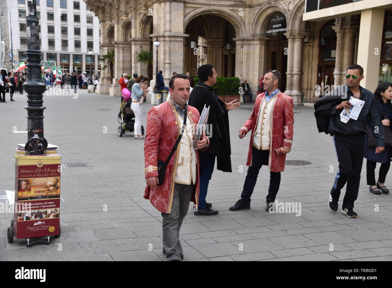 Viennese classical concert ticket sellers Stock Photo - Alamy