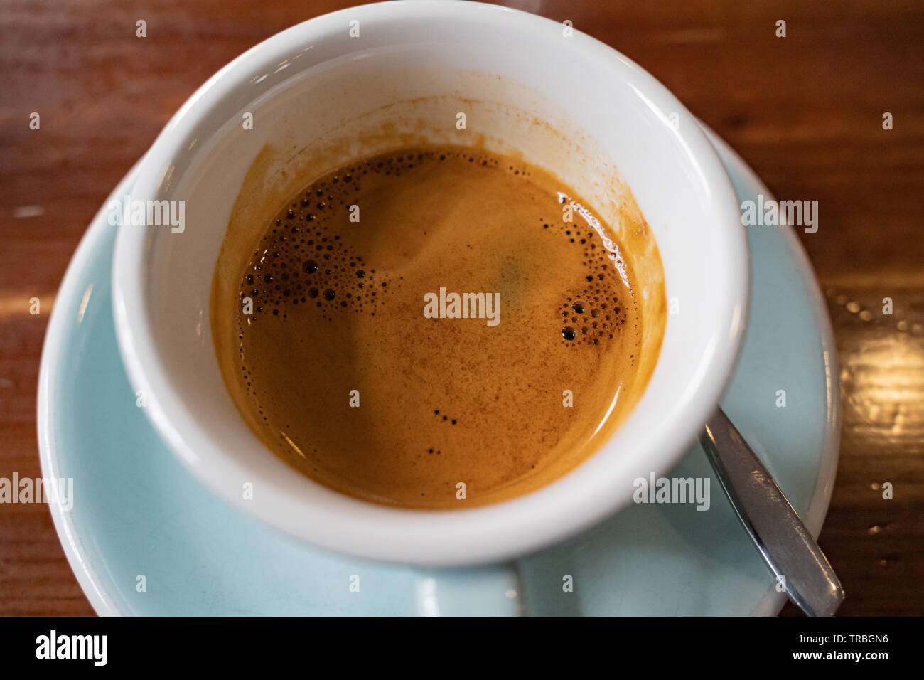 Cup of coffee lungo served in the bar Stock Photo - Alamy