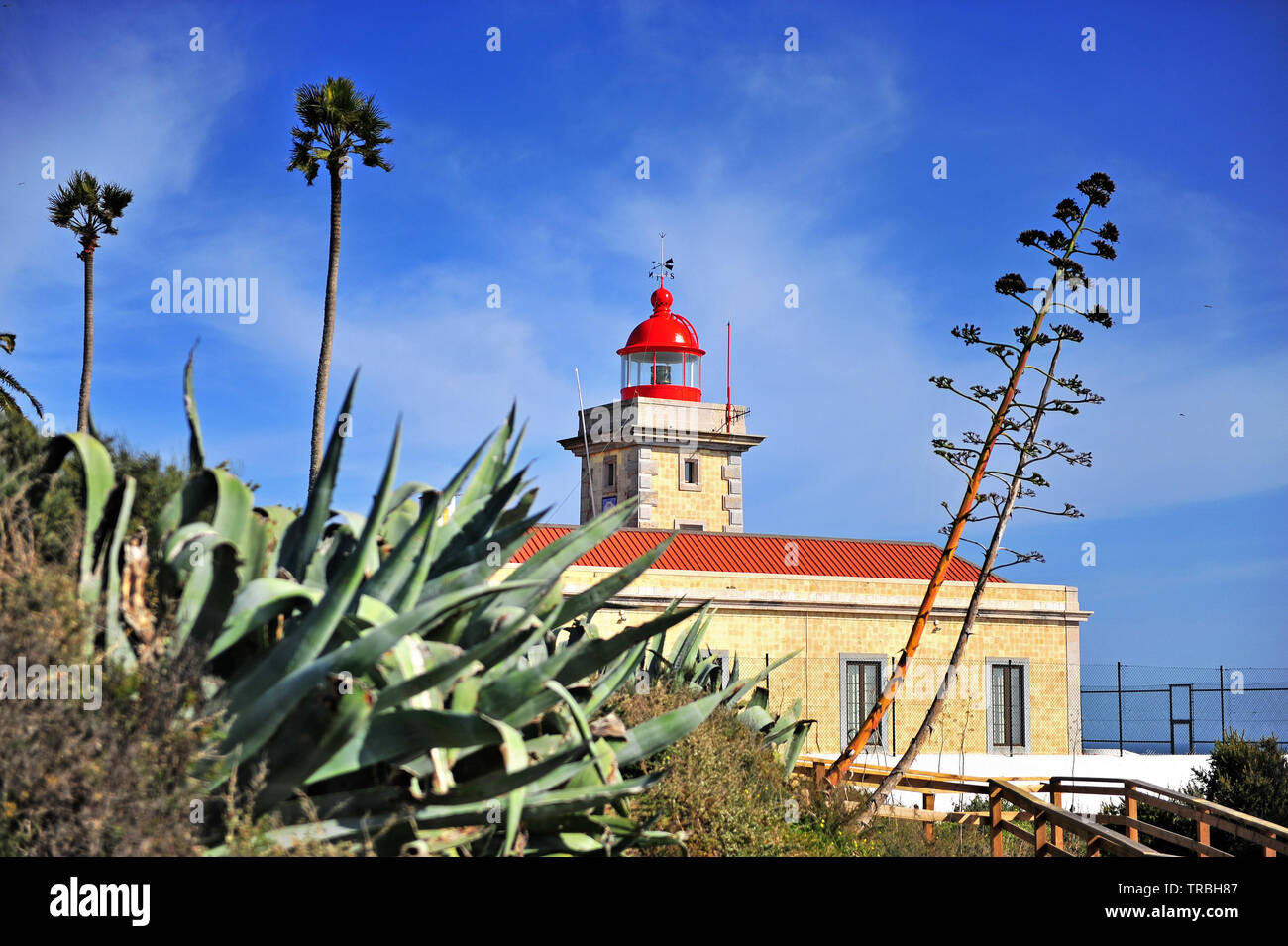 Beautiful landscape with lighthouse of Ponte de Piedade, Portugal Stock ...