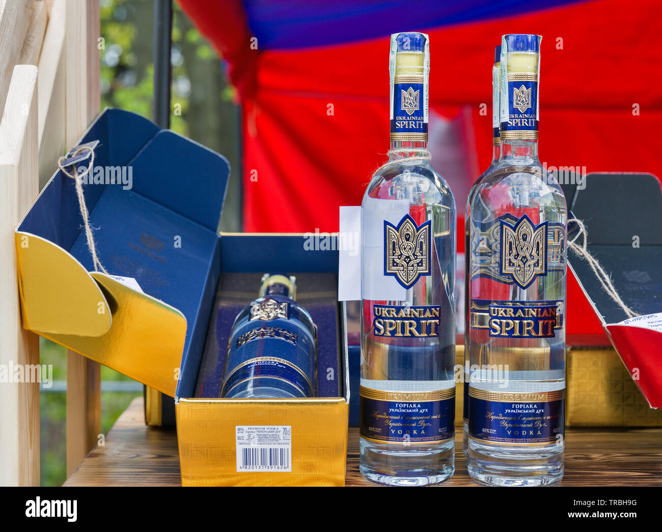 KYIV, UKRAINE - APRIL 21, 2019: Ukrainian Spirit vodka booth at Food ...