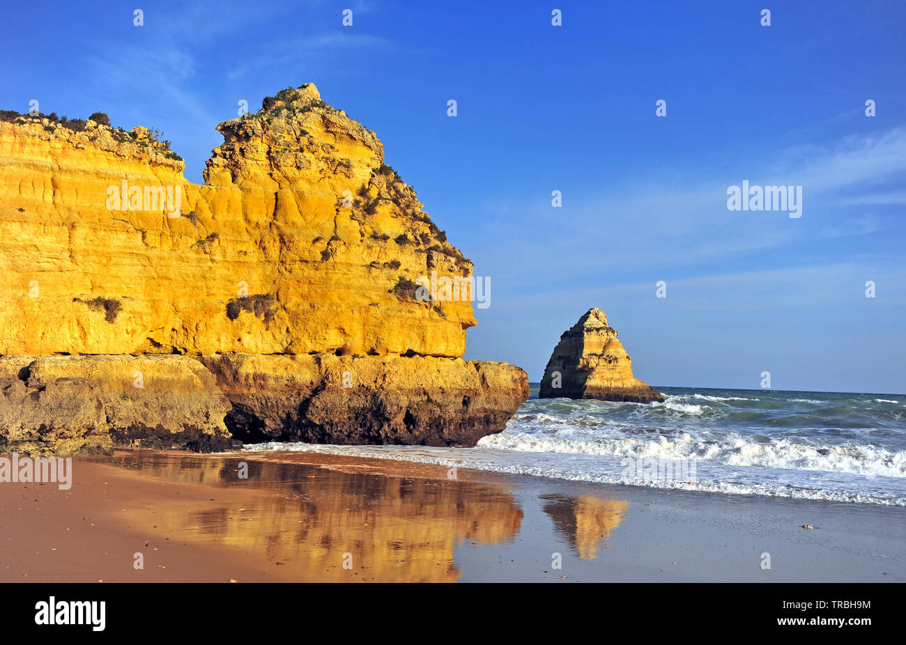 Scenic cliffs on the beach of Lagos resort, Portugal Stock Photo - Alamy