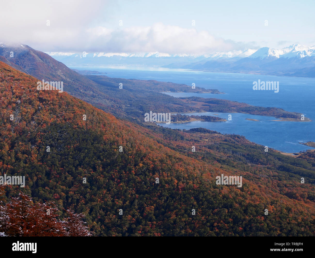 The Beagle Channel seen from Navarino island, Southern Chile. This ...