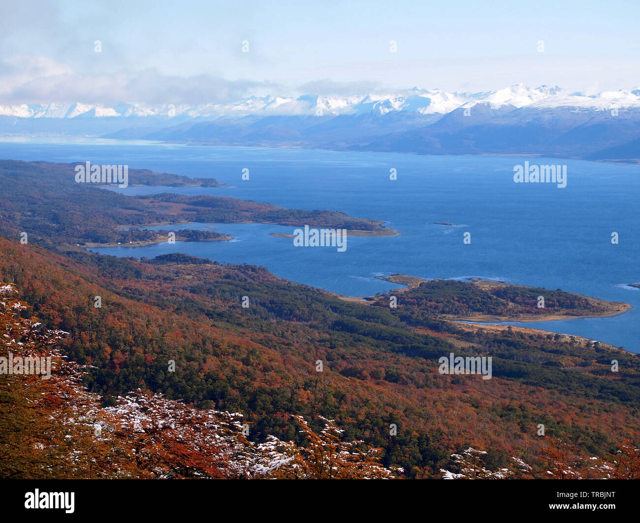 The Beagle Channel seen from Navarino island, Southern Chile. This ...