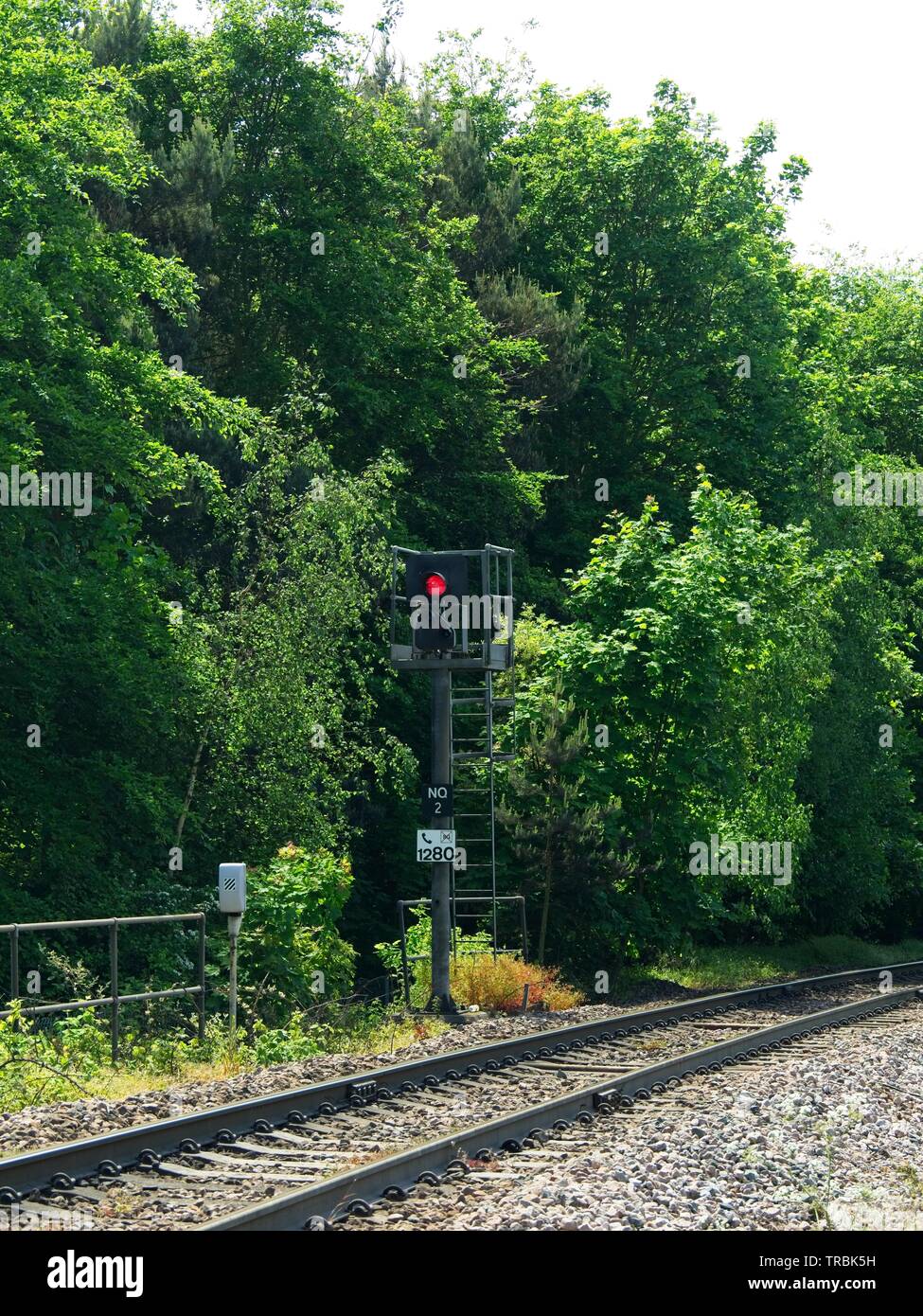 Red signal on line to Felixstowe Port Northern Rail Terminal ...
