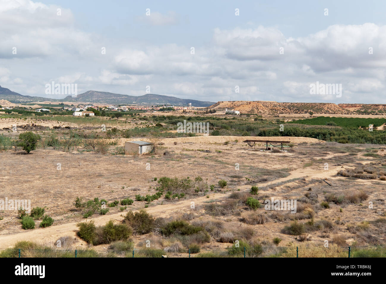 Dry land, mountains and cloudy sky landscape, south of Spain Stock ...