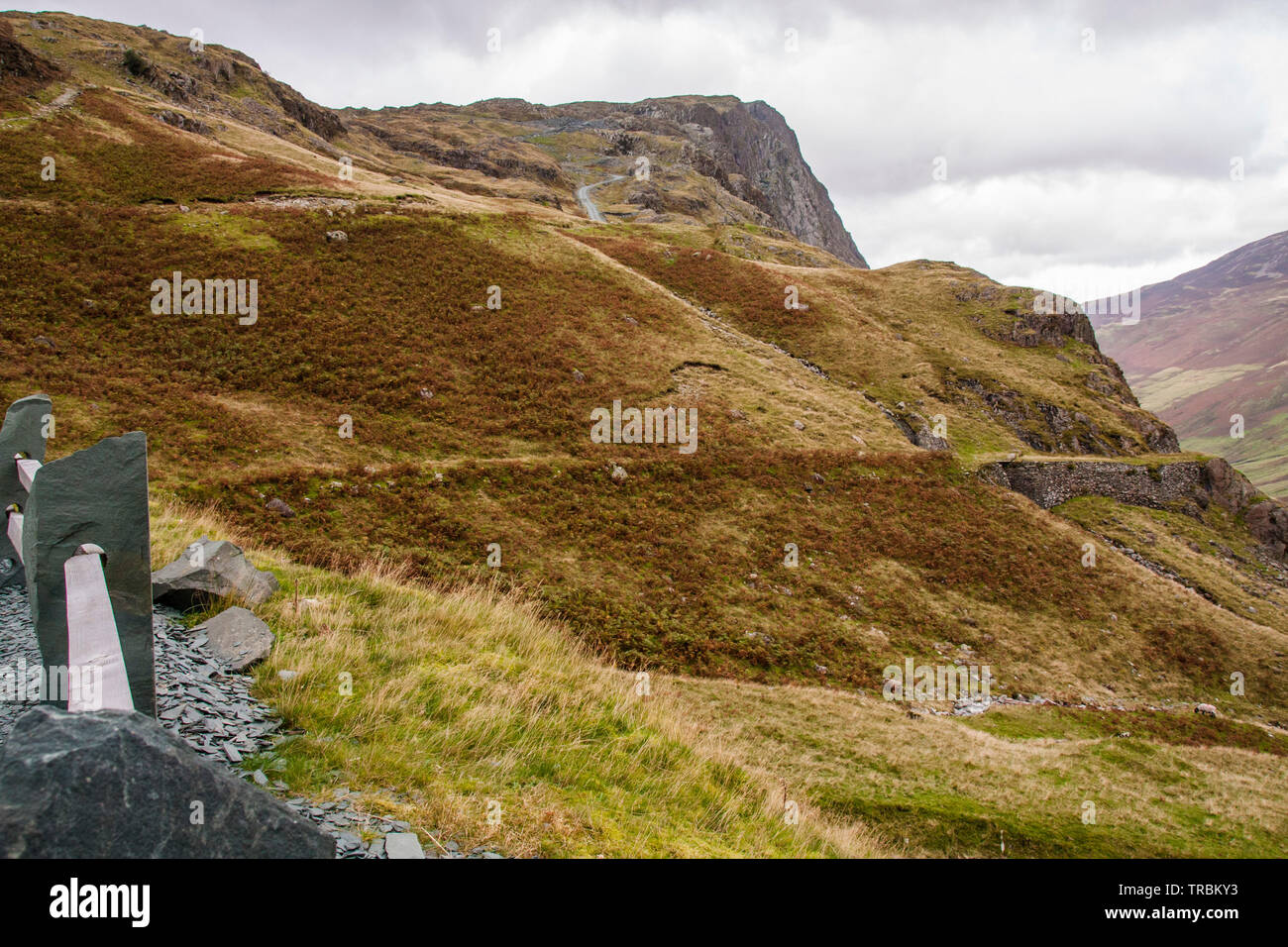 The impressive Honister Pass in the Lake District National Park,Cumbria ...