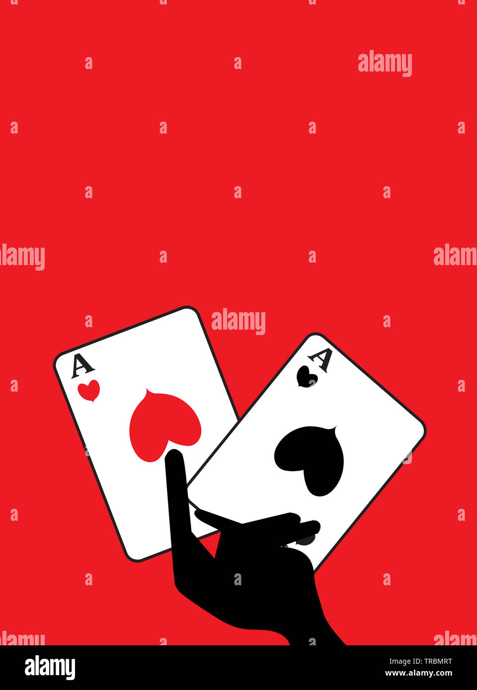 illustration of playing cards isolated on red Stock Photo - Alamy