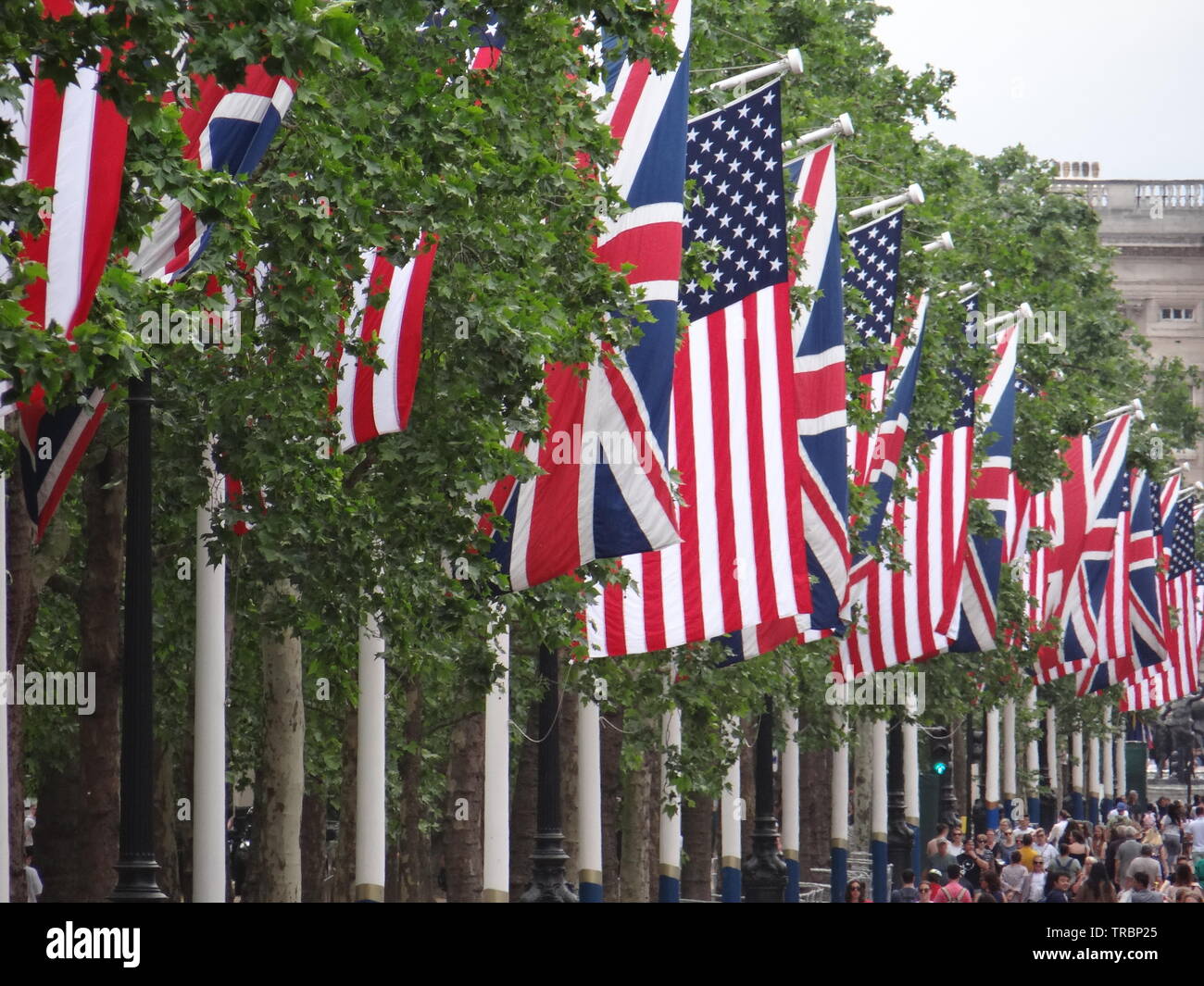 The Mall decorated with U.S. flags for Donald Trump state visit to the ...