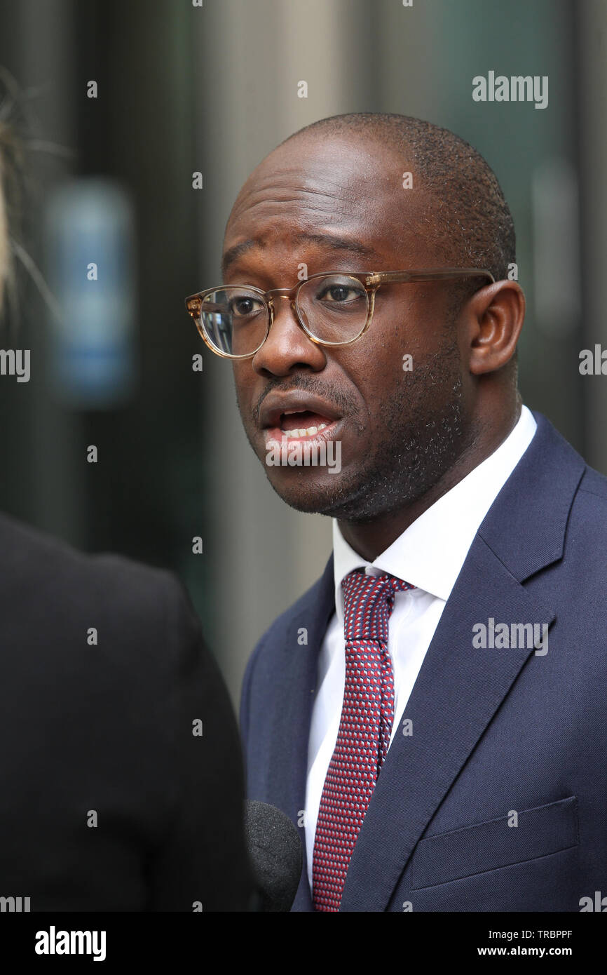 LONDON - JUN 02, 2019: Sam Gyimah seen at the BBC studios in London ...