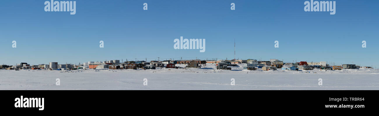 Panoramic view of Cambridge Bay, Nunavut, a far northern arctic ...