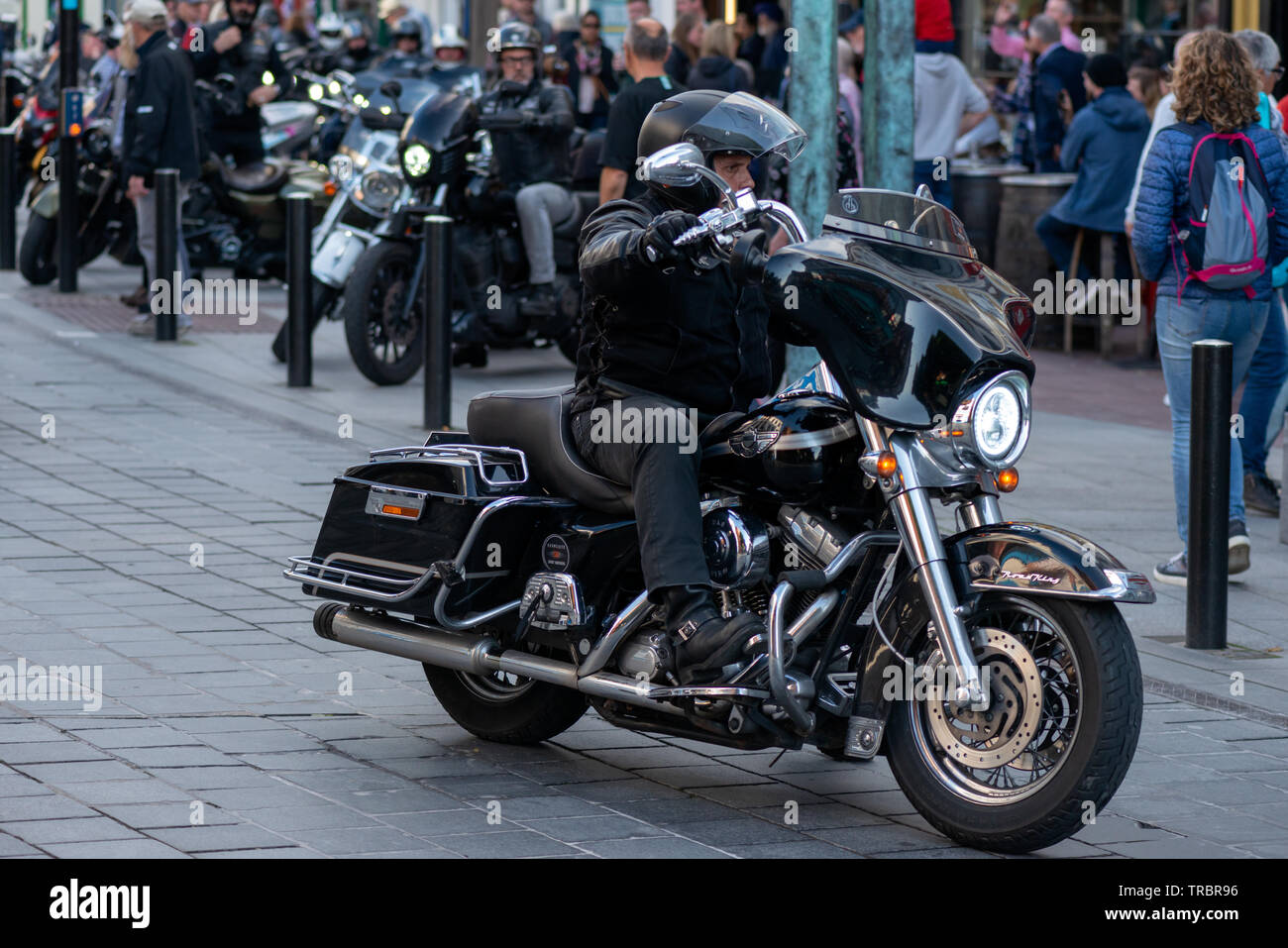Harley Davidson biker on the streets of Killarney, County Kerry ...