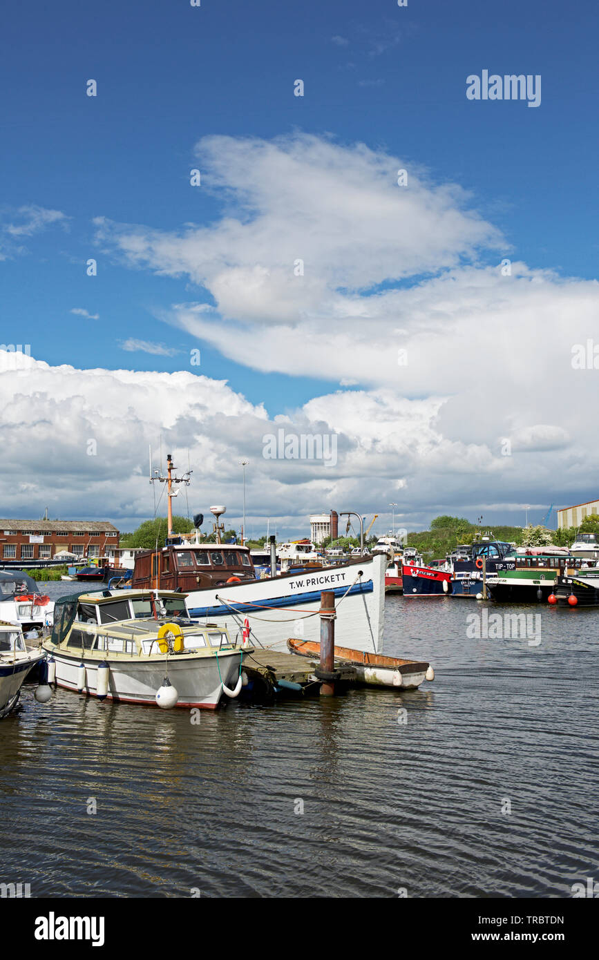 Boats moored in the marina, Goole, East Yorkshire, England UK Stock ...