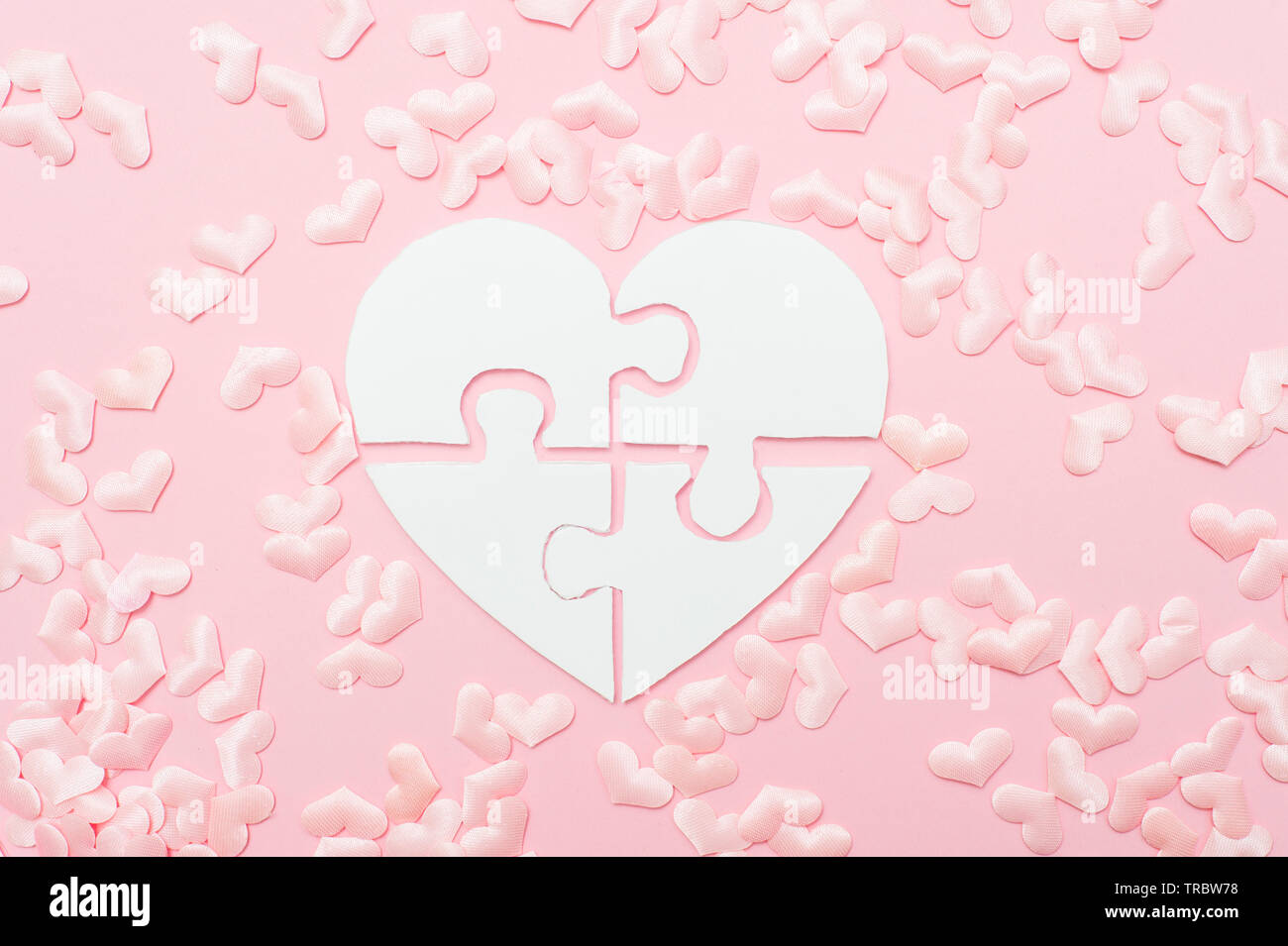 Pink heart puzzle shape decoration background. Autism concept Stock ...