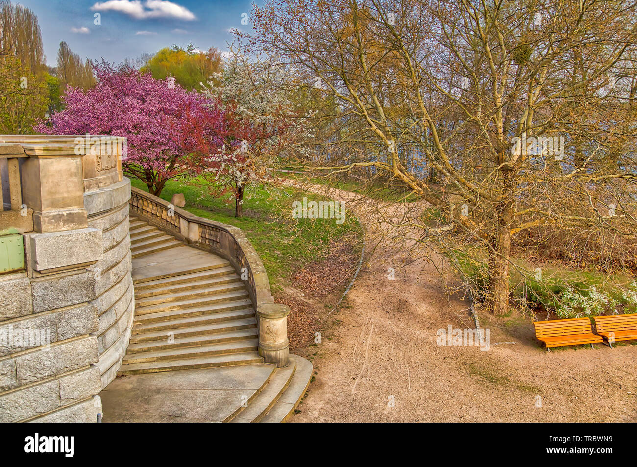 Pedestrian entrance way bridge of spies Stock Photo - Alamy