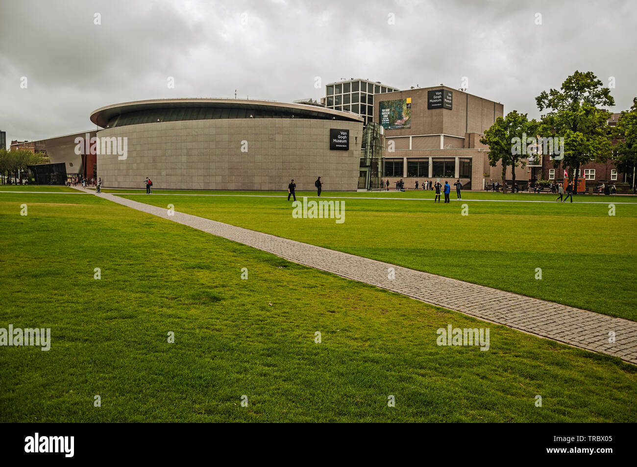 Lawn of Museumplein (Museum Square) in front of the Van Gogh Museum at ...
