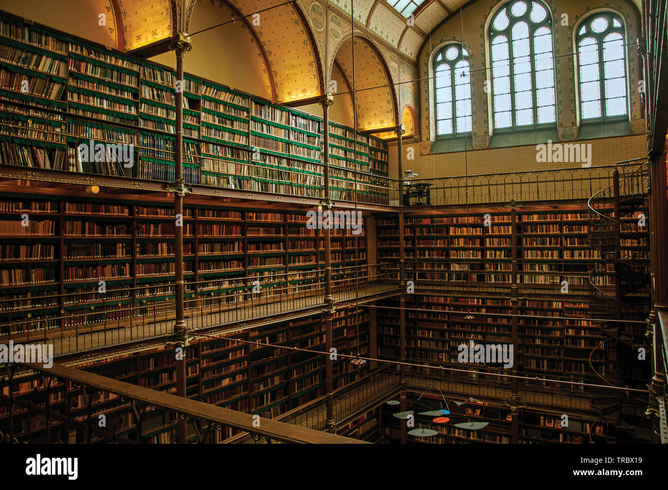 Large library of the Rijksmuseum (National Museum) in Amsterdam. City ...