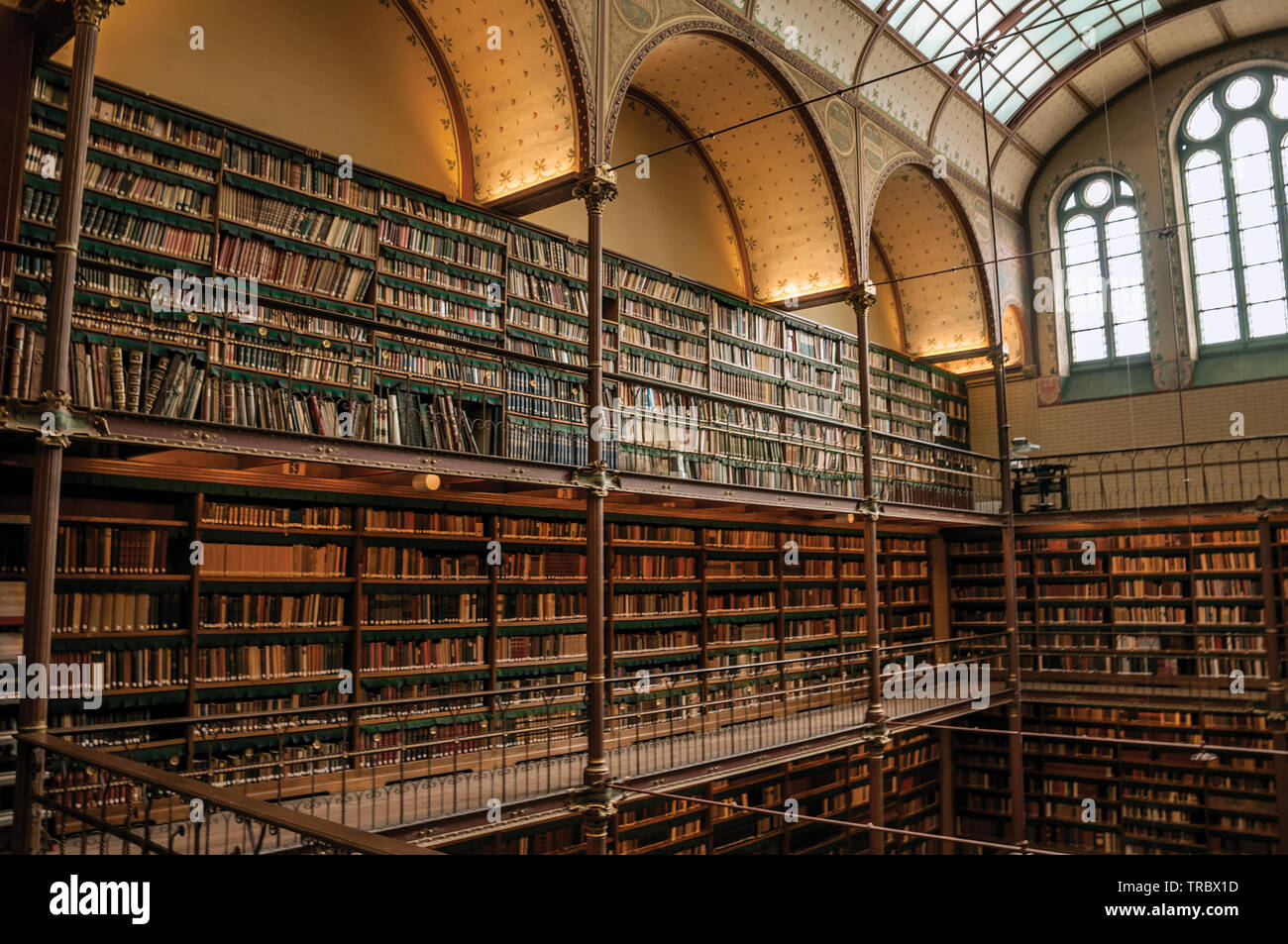 Large library of the Rijksmuseum (National Museum) in Amsterdam. City ...