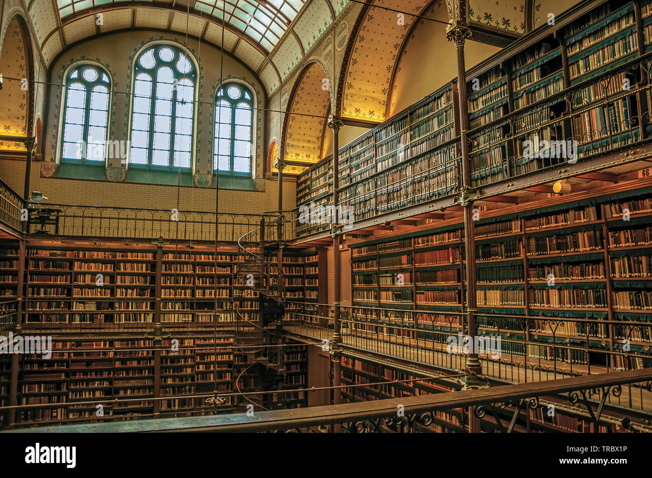 Large library of the Rijksmuseum (National Museum) in Amsterdam. City ...