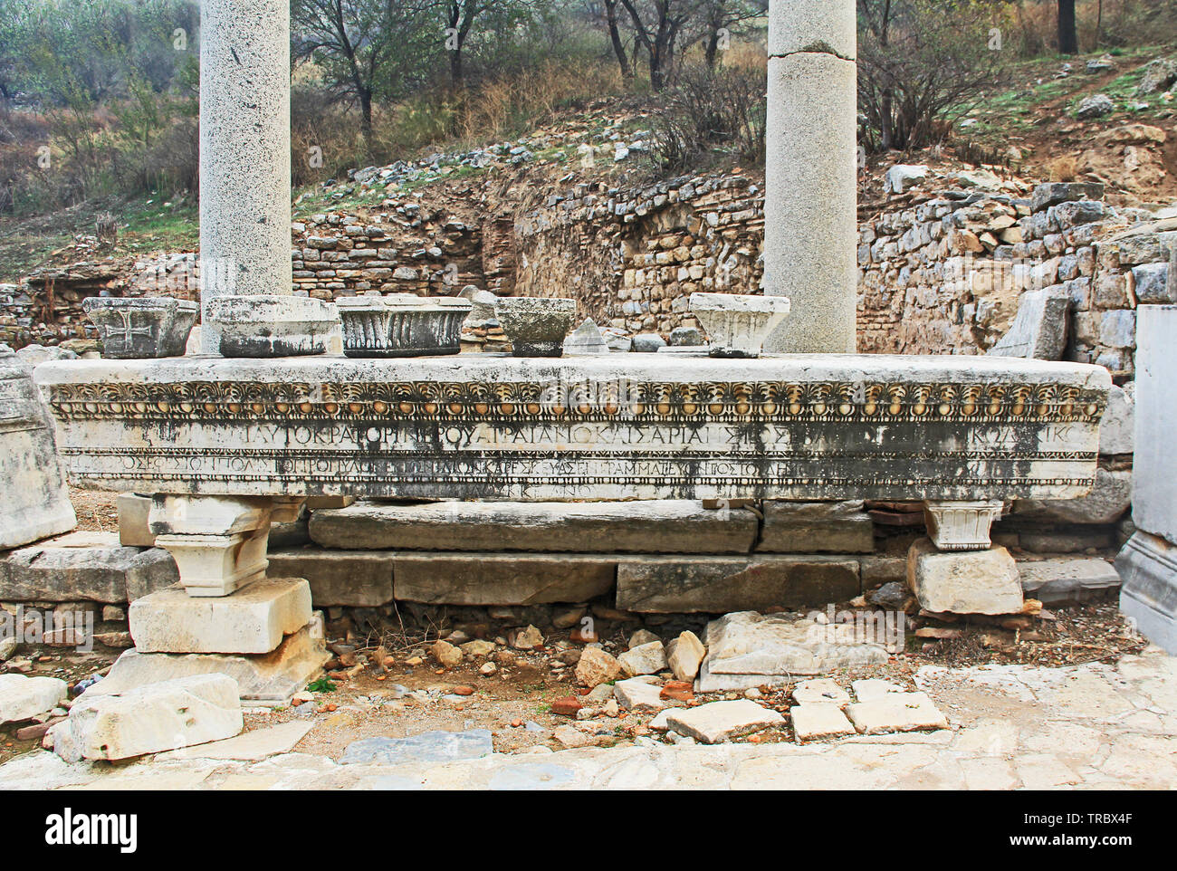 Decorative Words Carved into Marble in the Ruins of Ephesus, Turkey ...