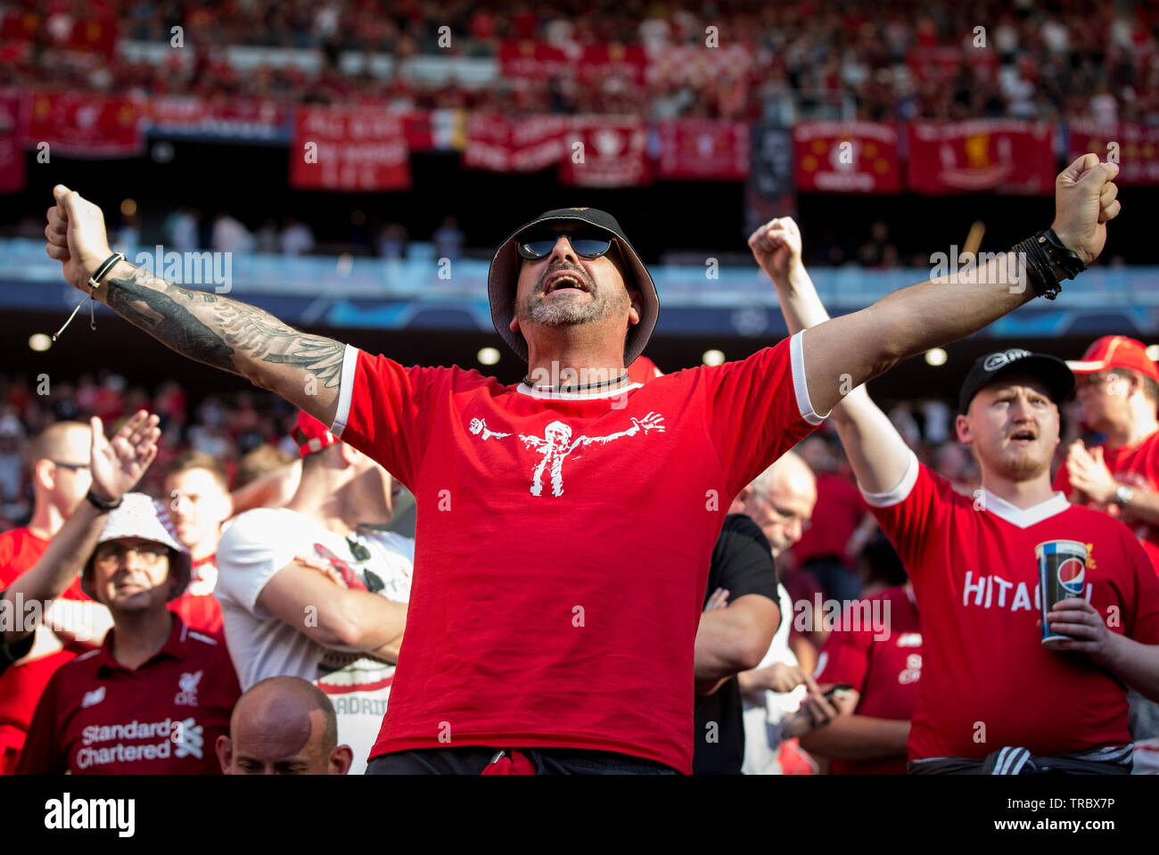 Liverpool supporters pre match during the UEFA Champions League FINAL ...