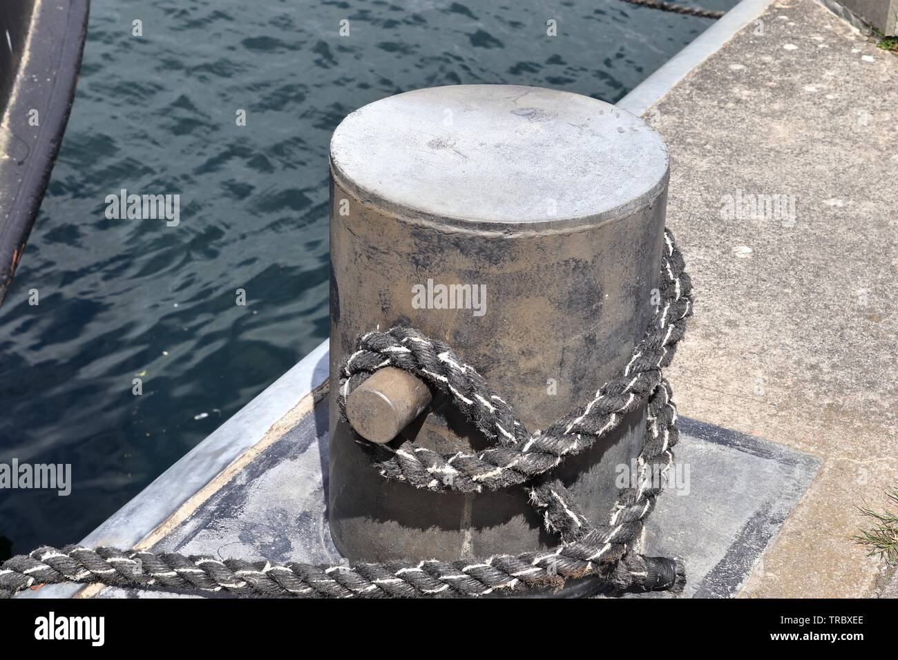 Different bollards and technical installations of vessel traffic at the ...