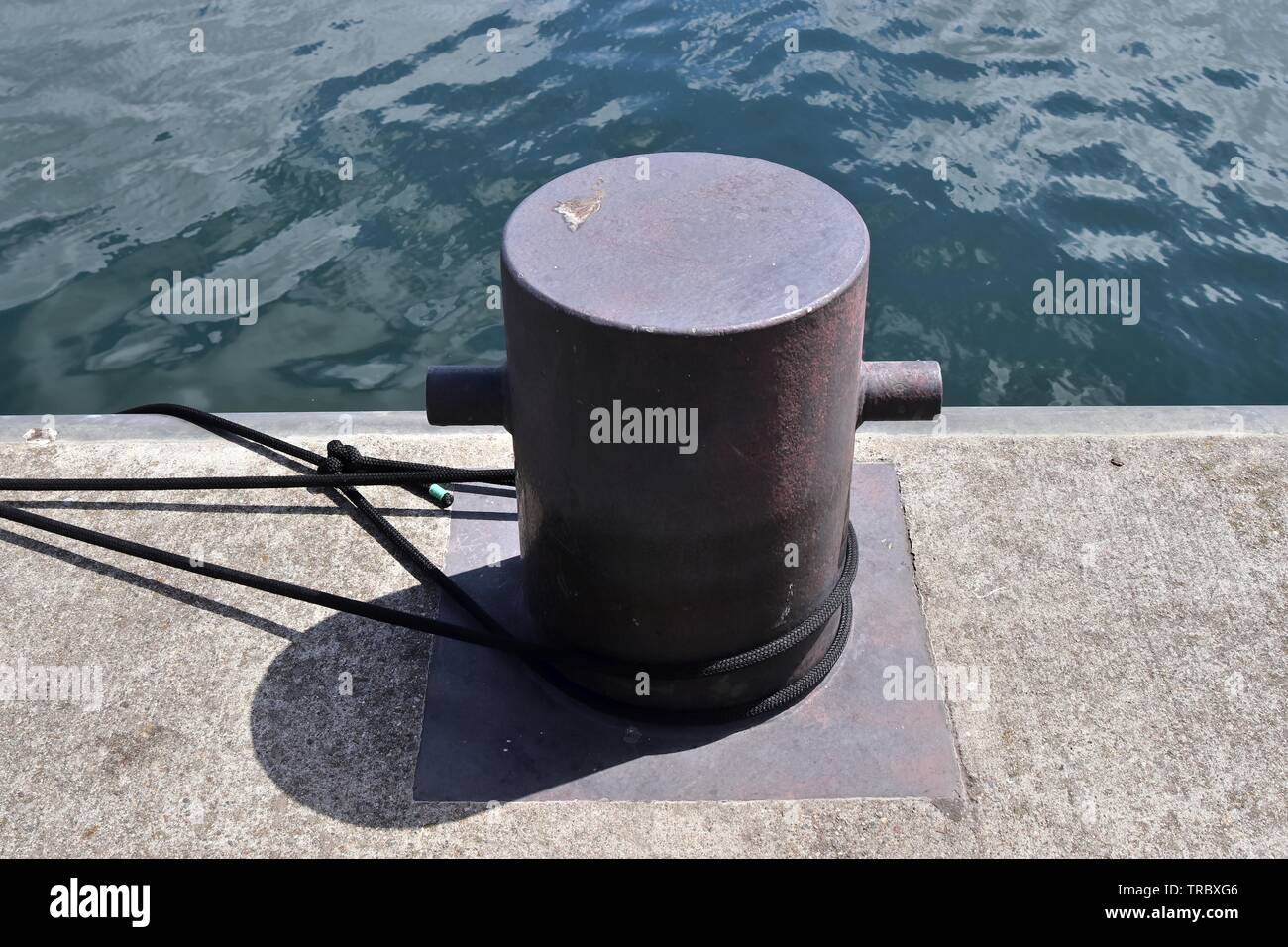 Different bollards and technical installations of vessel traffic at the ...