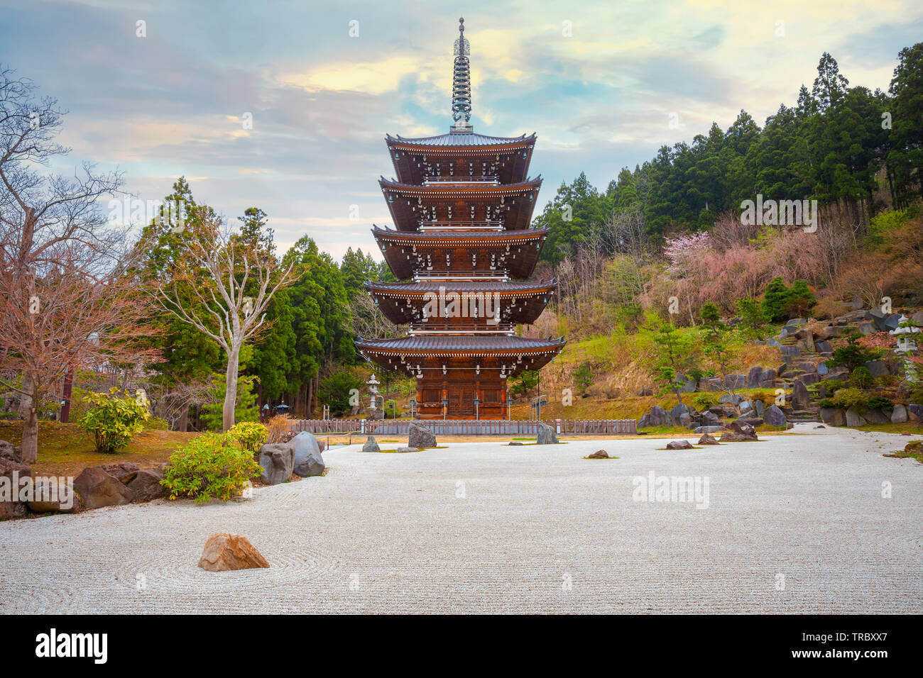Aomori, Japan - April 24 2018: Five storied pagoda at Seiryu-ji ...