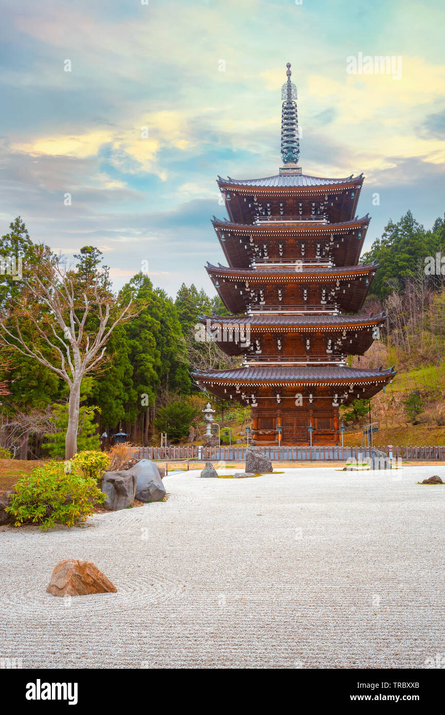 Aomori, Japan - April 24 2018: Five storied pagoda at Seiryu-ji ...