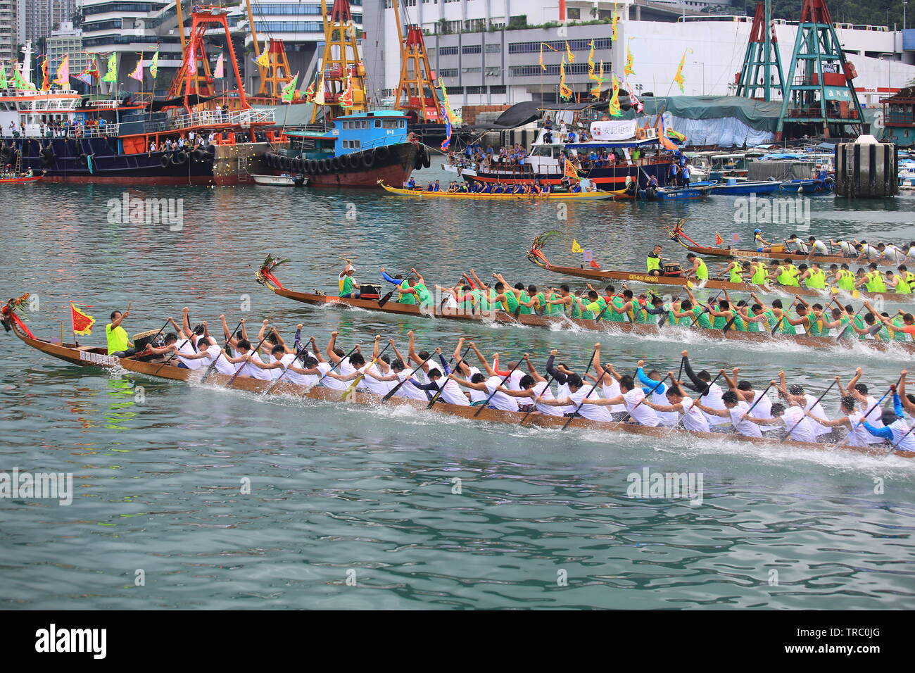 dragon boat racing in Chai Wan Stock Photo - Alamy