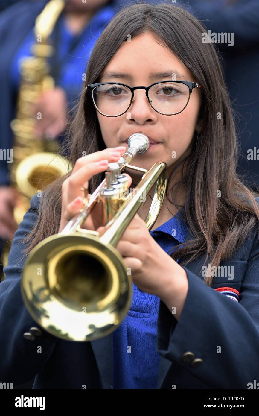 Hispanic kids who are members of California schools marching bands with ...