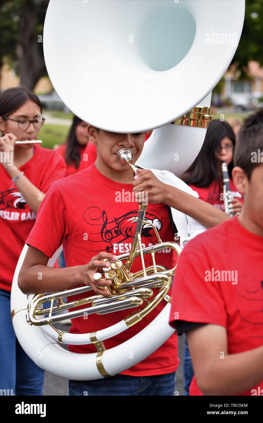Hispanic kids who are members of California schools marching bands with ...